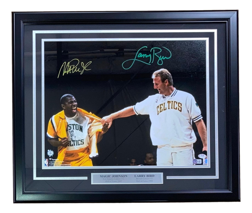 Larry Bird & Magic Johnson Signed Custom Framed Photo (Beckett & PSA) | Pristine Auction