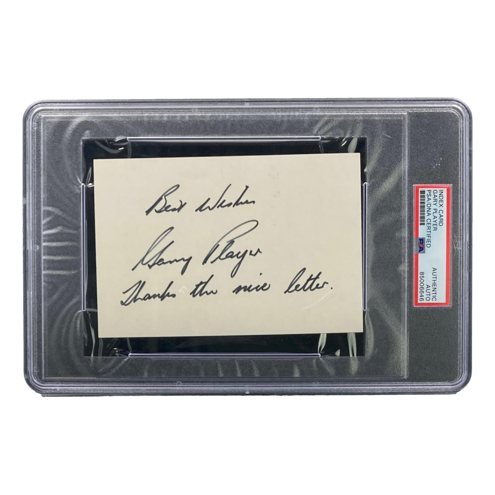 Gary Player Signed Index Card Inscribed "Best Wishes" & "Thanks The ...