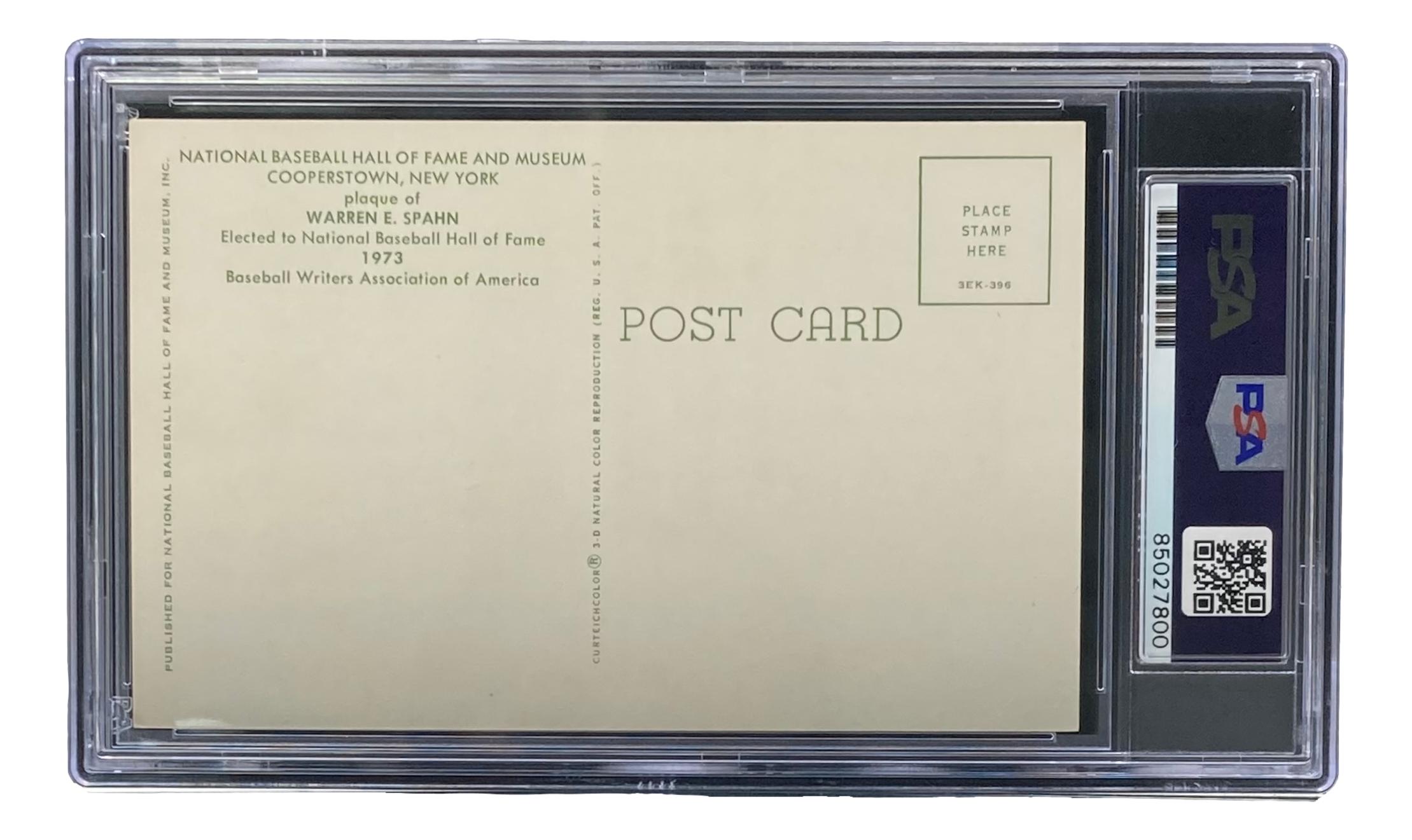 Warren Spahn Signed Hall of Fame Plaque Postcard (PSA) | Pristine Auction