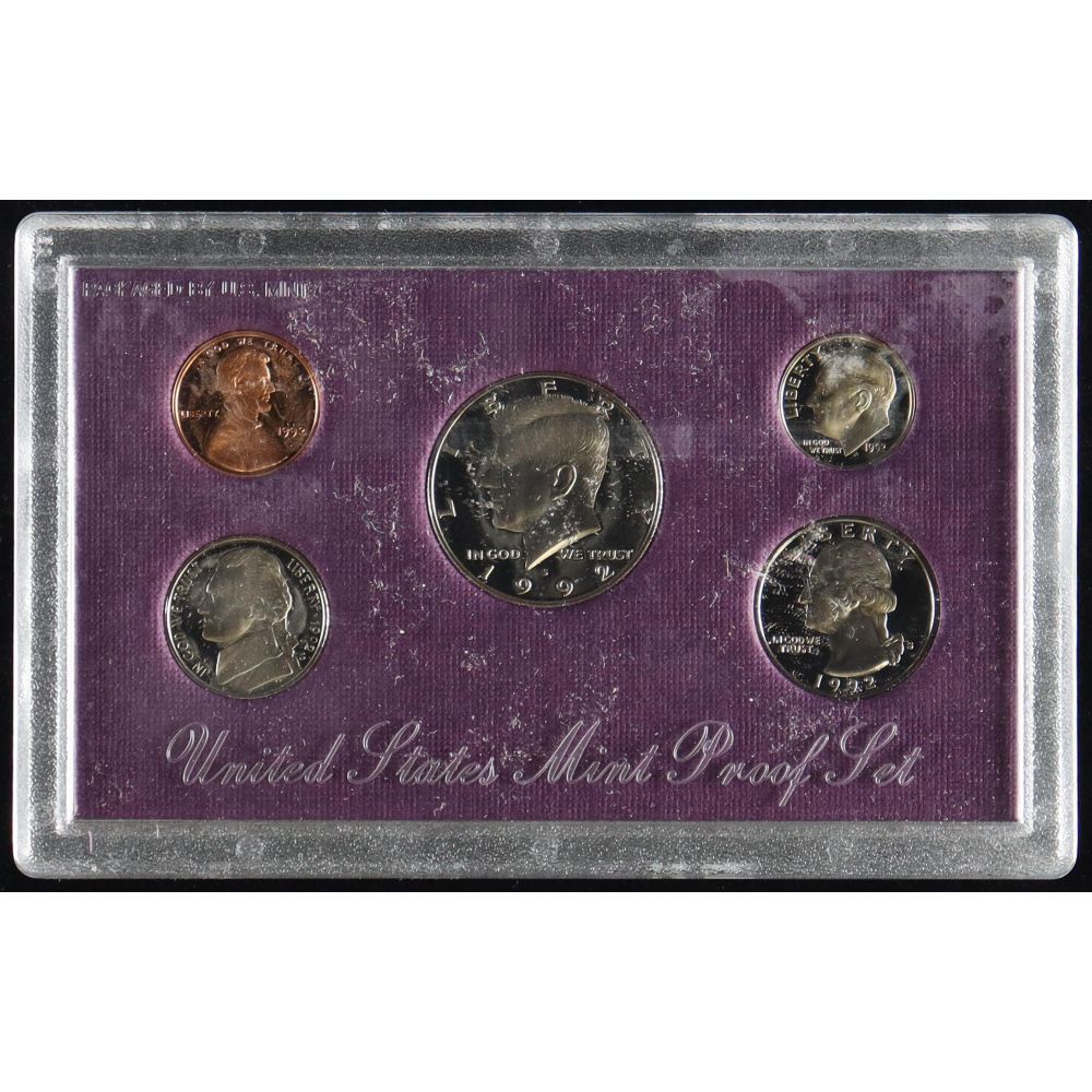 1992-S United States Mint Silver Proof Set of (5) Coins with Original ...