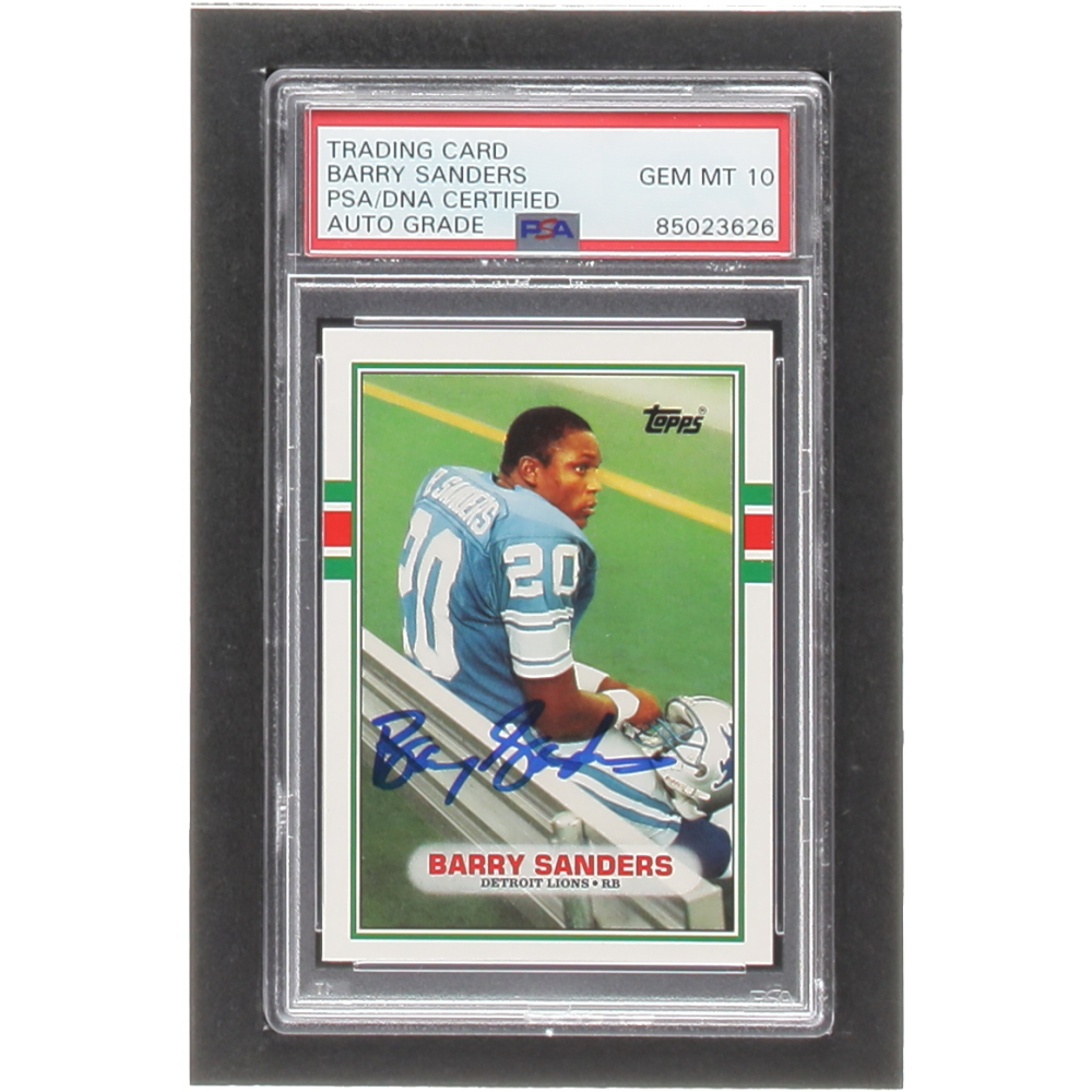 Barry Sanders Signed 1989 Topps Traded #83T RC (PSA | Autograph Graded ...