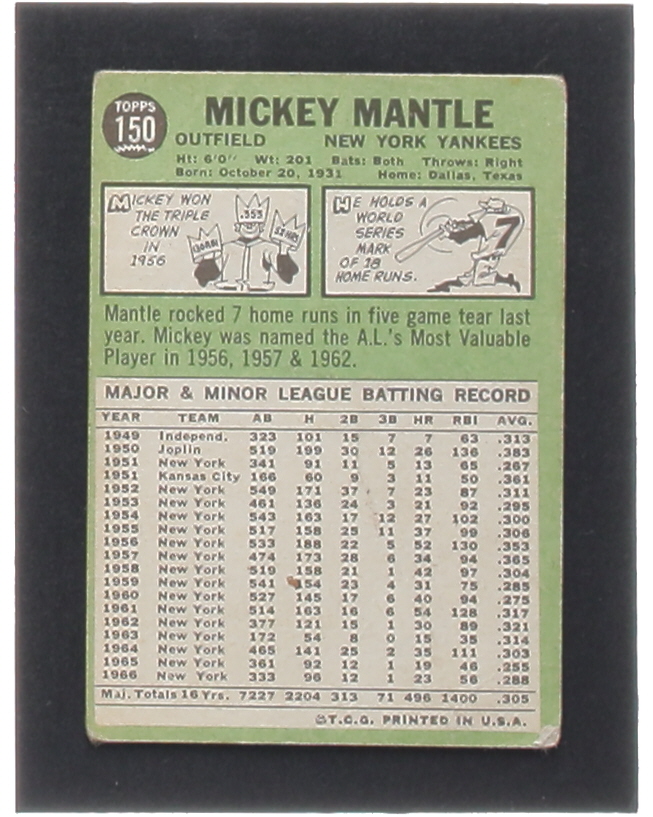 Mickey Mantle 1967 Topps #150 | Pristine Auction