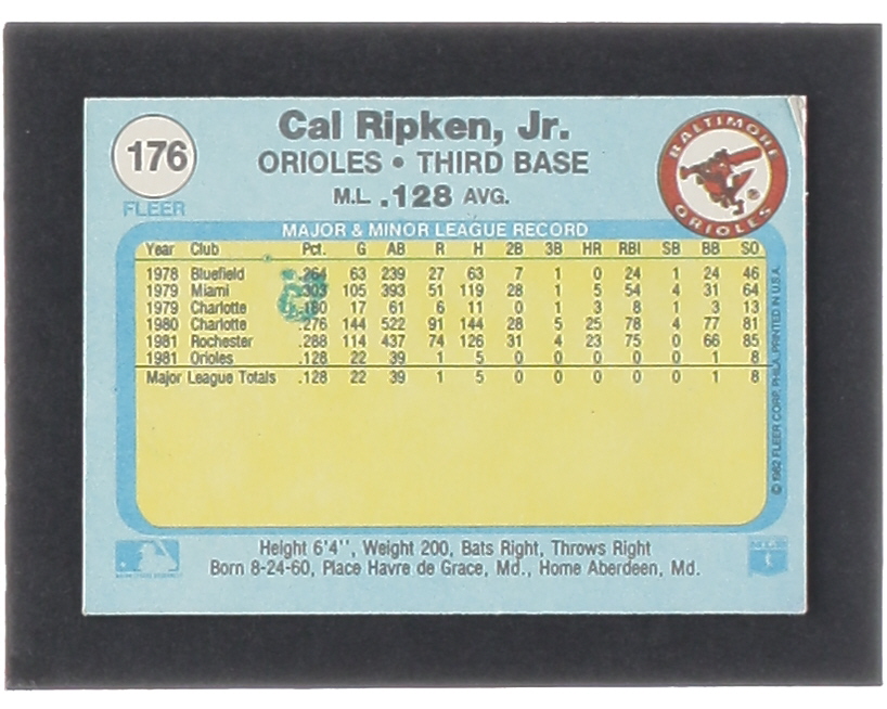Cal Ripken Jr. 1982 Fleer #176 RC | Pristine Auction