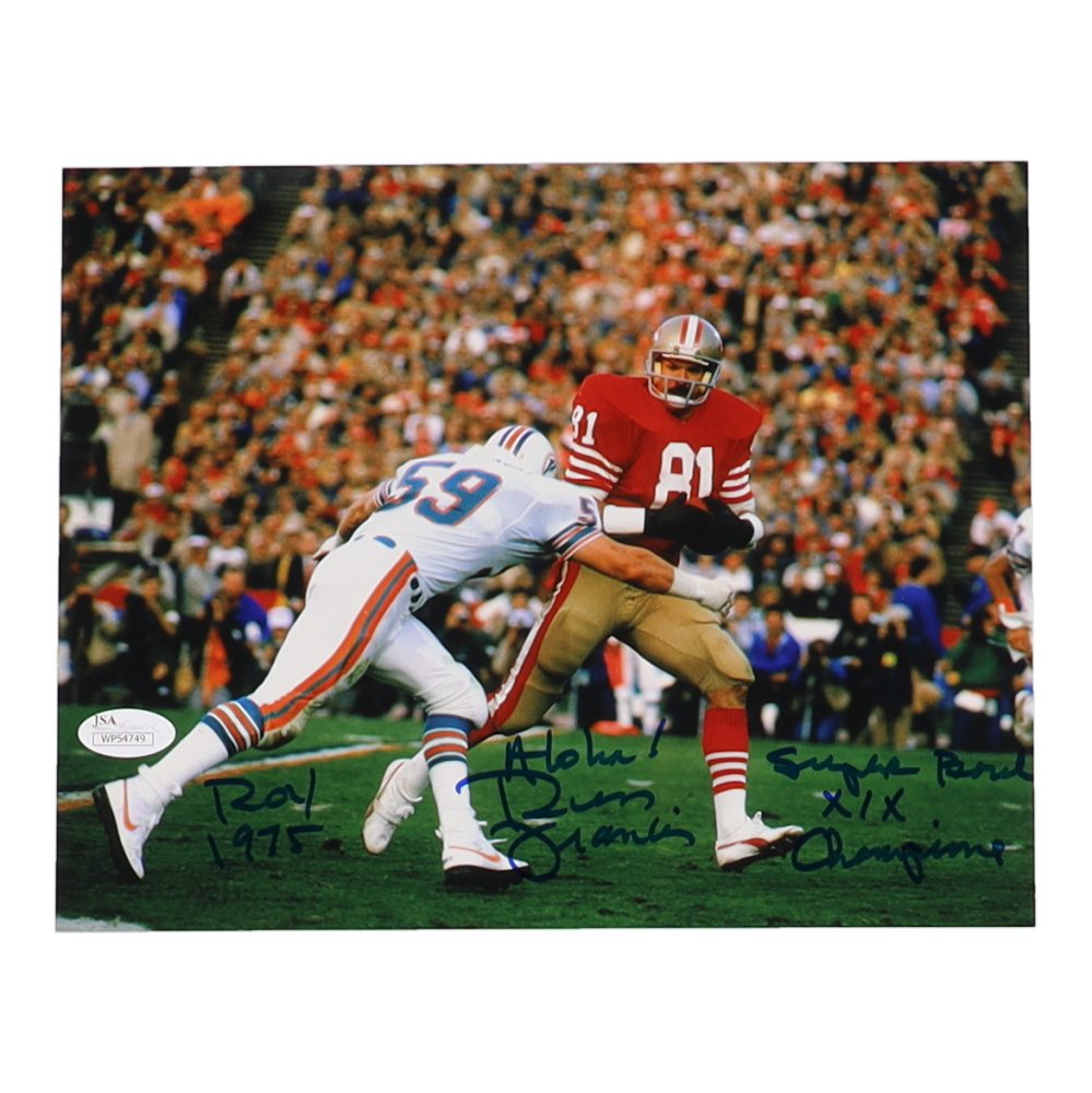 Russ Francis Signed 49ers 8x10 Photo Inscribed "Super Bowl XIX ...