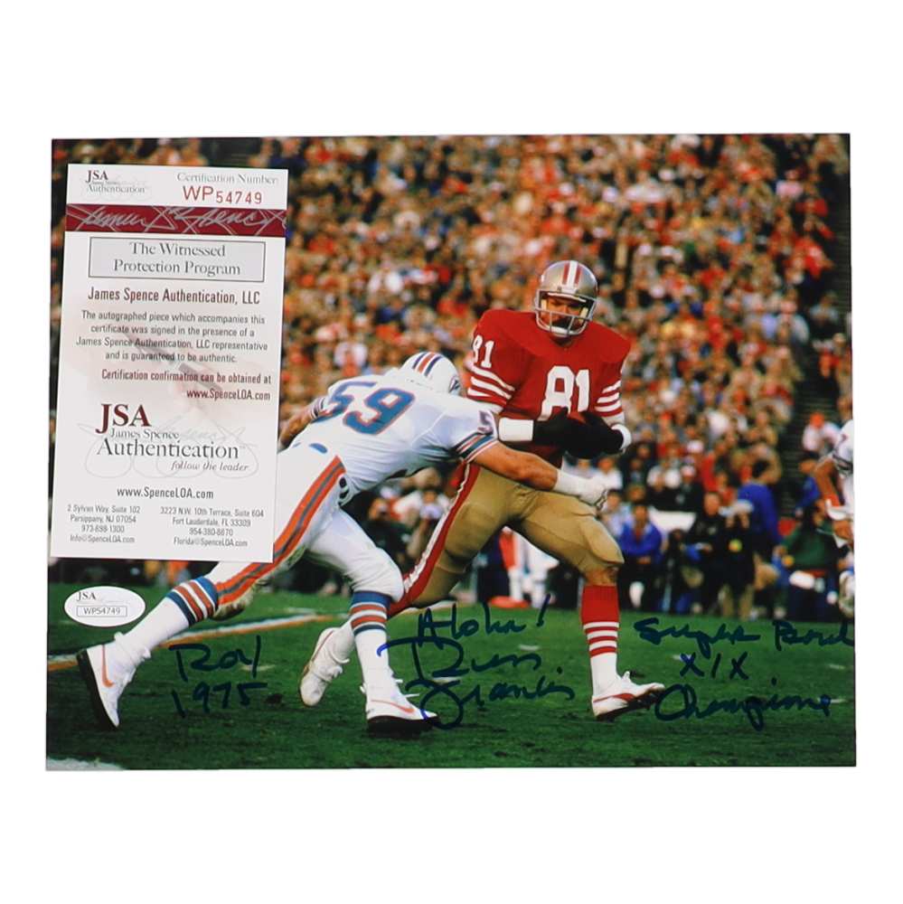 Russ Francis Signed 49ers 8x10 Photo Inscribed "Super Bowl XIX ...