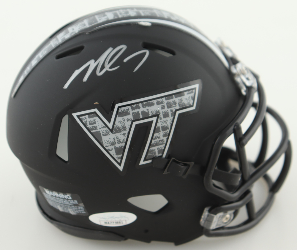 Michael Vick Signed Virginia Tech Hokies Matte Black Speed Mini Helmet ...