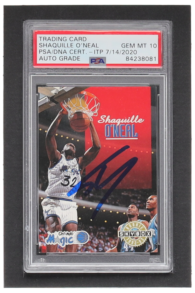 Shaquille O'Neal Signed 1992-93 SkyBox #382 SP RC (PSA | Auto Grade 10 ...