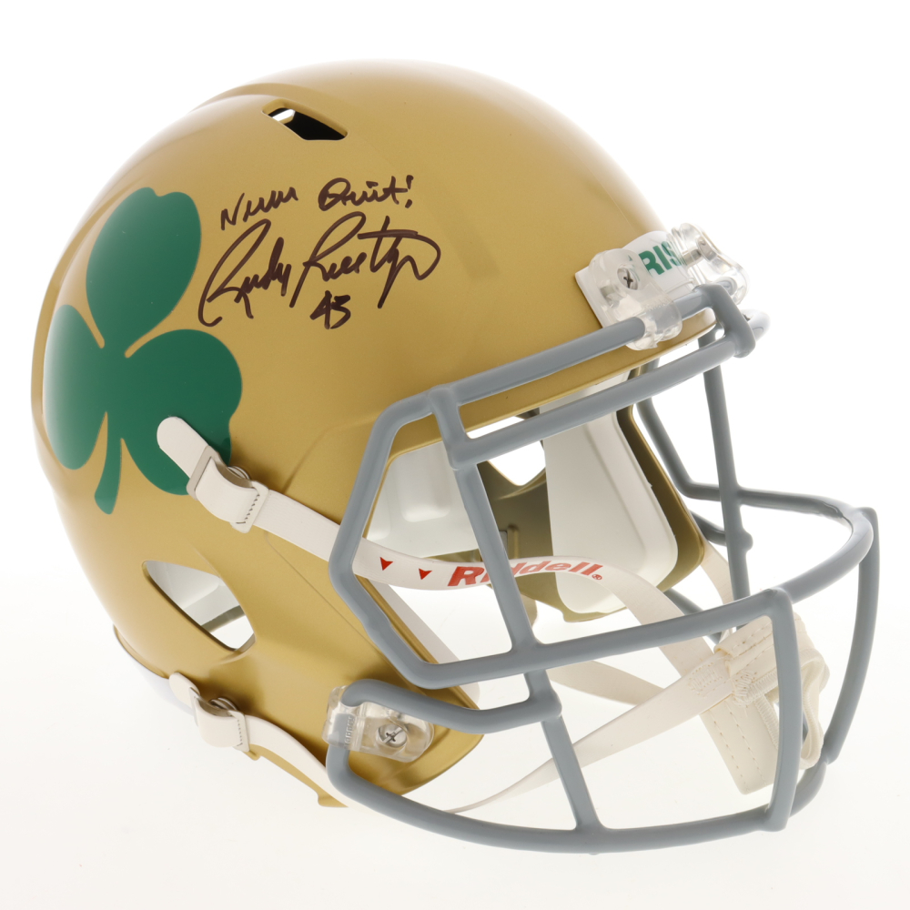 Rudy Ruettiger Signed Notre Dame Fighting Irish Full-Size Helmet with ...