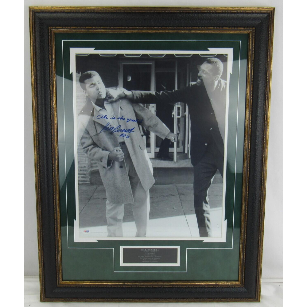 Bill Russell Signed 25x32 Custom Framed Photo Display with Muhammad Ali ...