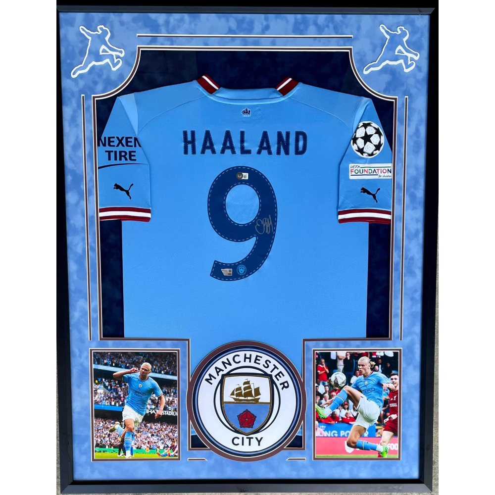 Erling Haaland Signed Custom Framed Jersey Display (Fanatics ...