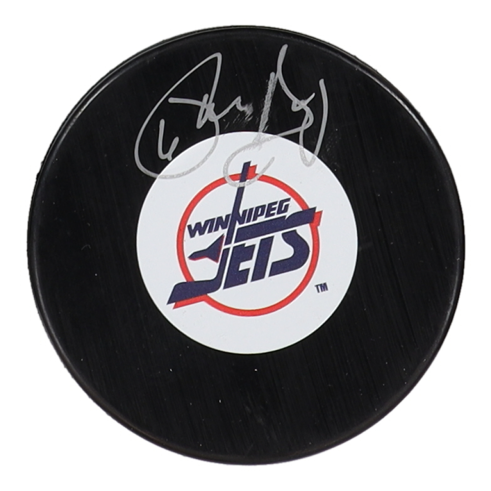 Phil Housley Signed Jets Logo Hockey Puck (COJO) | Pristine Auction
