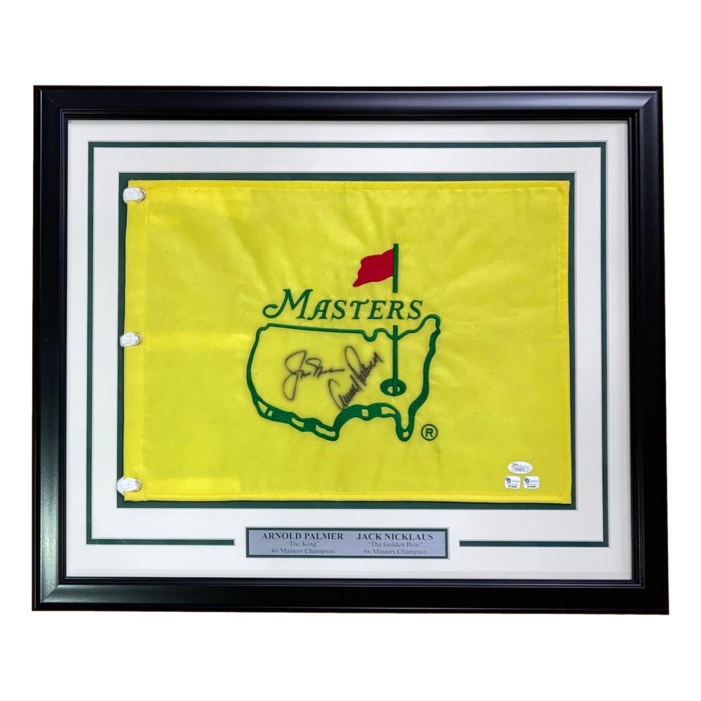 Jack Nicklaus & Arnold Palmer Signed Masters Custom Framed Flag Display ...