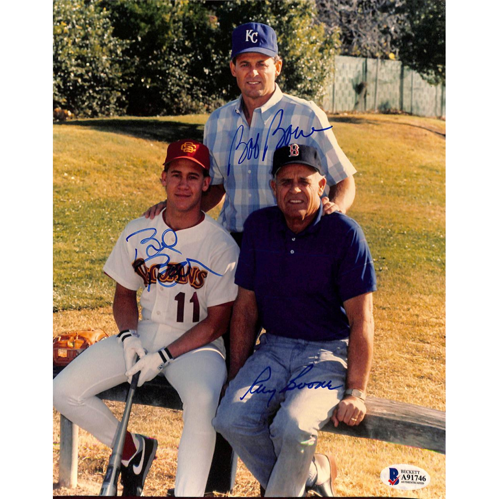 Ray Boone, Bob Boone & Bret Boone Signed 8x10 Photo (Beckett ...