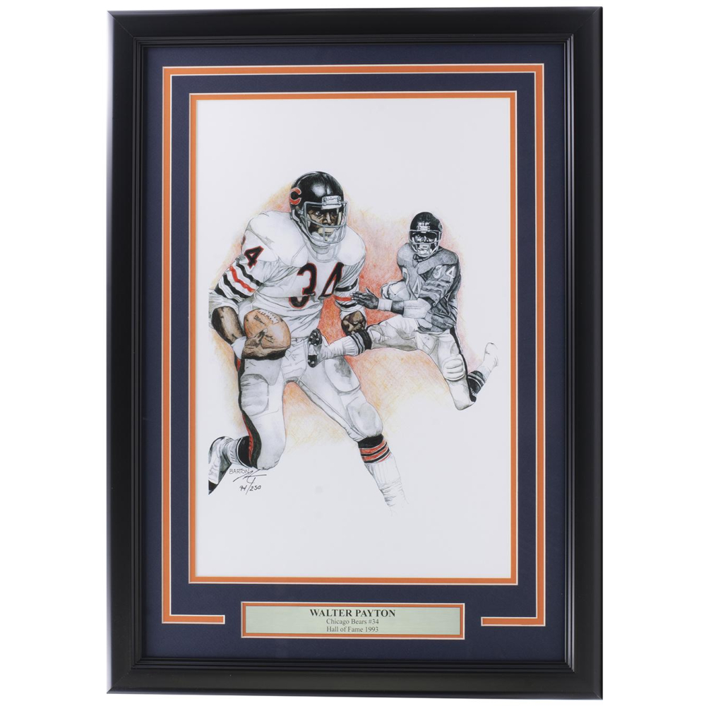 Brian Barton Signed LE "Walter Payton" Custom Framed Lithograph (PA ...