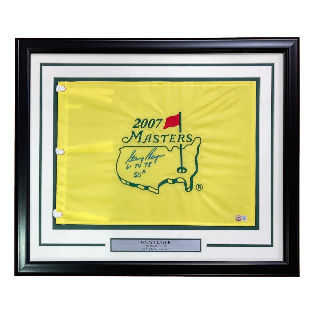 Gary Player Signed Custom Framed 2007 Masters Golf Flag Inscribed "61 ...