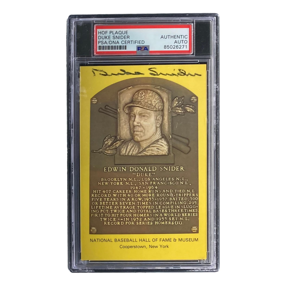 Duke Snider Signed Hall of Fame Plaque Postcard (PSA) | Pristine Auction