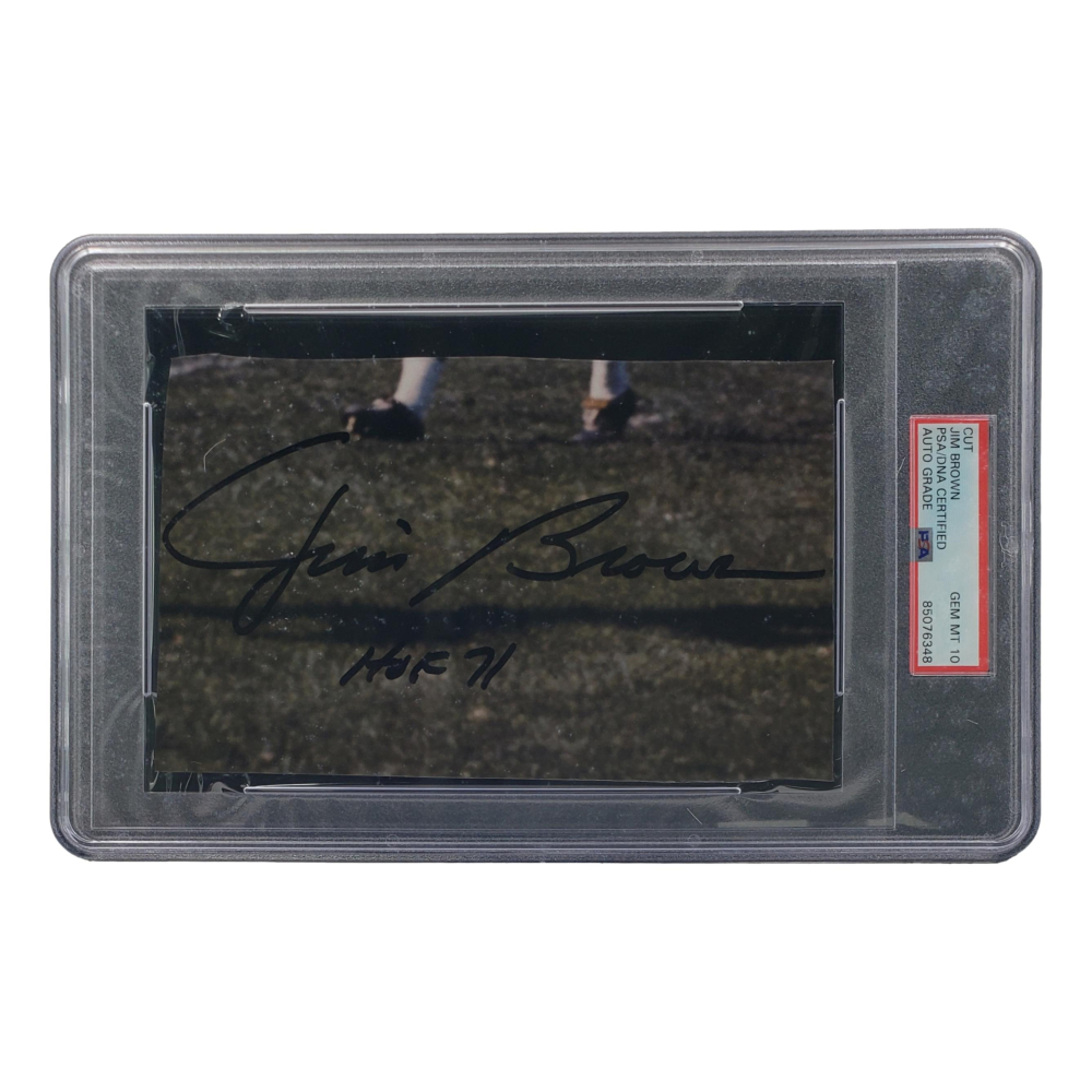 Jim Brown Signed Cut Inscribed "HOF 71" (PSA | Autograph Graded 10 ...