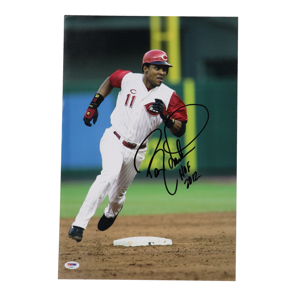 Barry Larkin Signed Reds 12x18 Photo Inscribed "HOF 2012" (PSA ...
