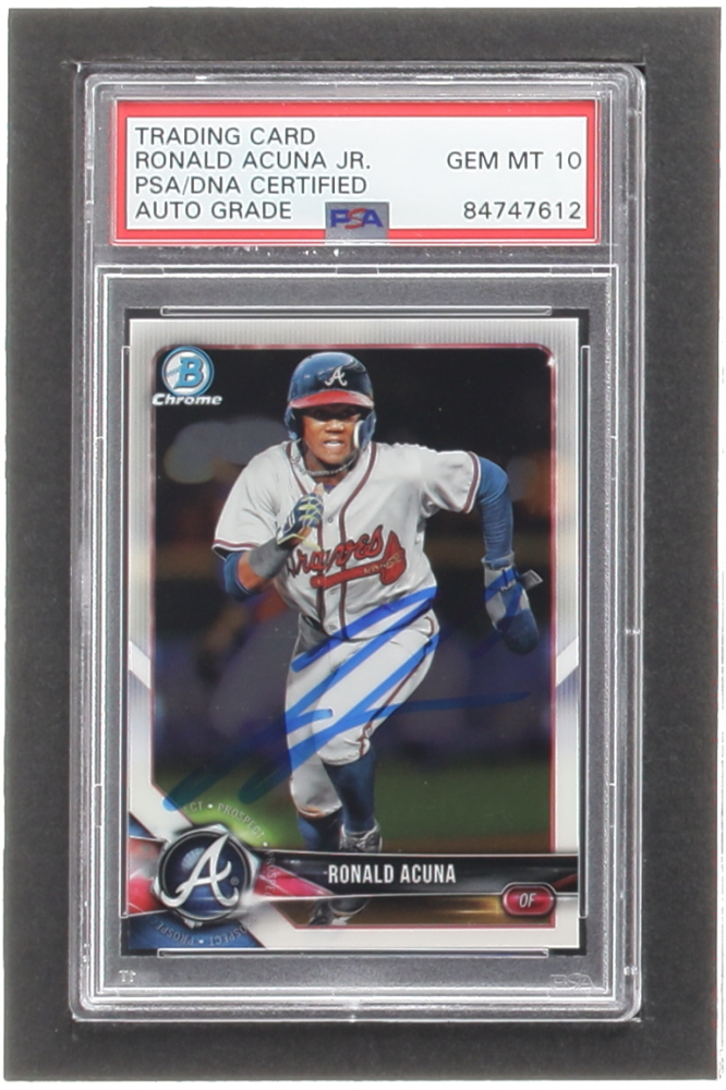 Ronald Acuna Jr. Signed 2018 Bowman Chrome Prospects #BCP1 RC (PSA ...