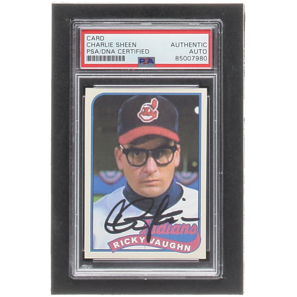 Charlie Sheen Signed "Major League" Custom Trading Card (PSA ...