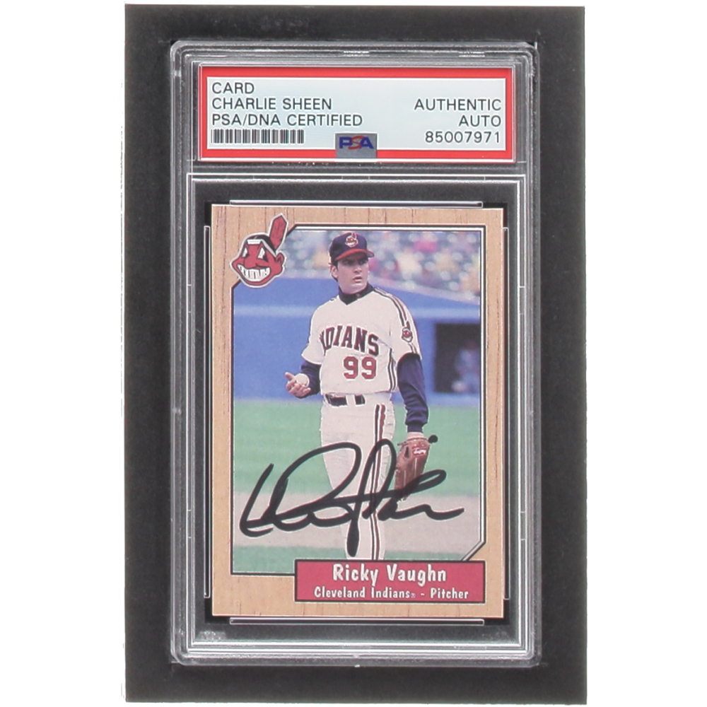 Charlie Sheen Signed "Major League" Custom Trading Card (PSA ...