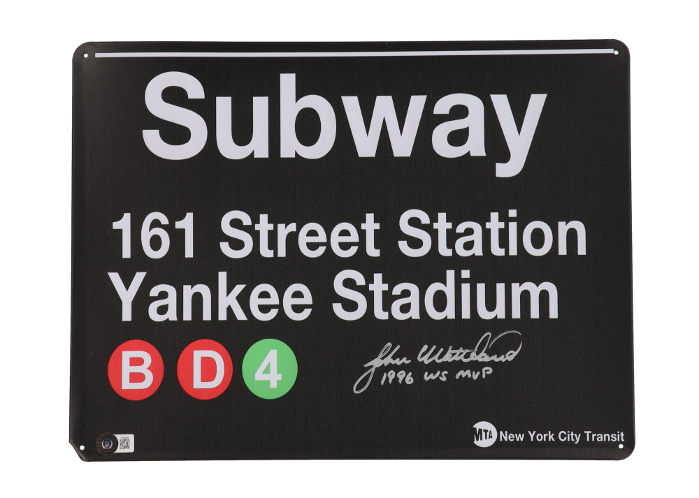 John Wetteland Signed Yankee Stadium Subway Station Sign Inscribed ...