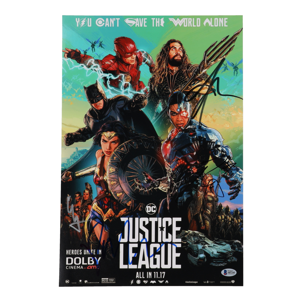 "Justice League" 12x18 Movie Poster Photo Cast-Signed by (4) with Jason ...
