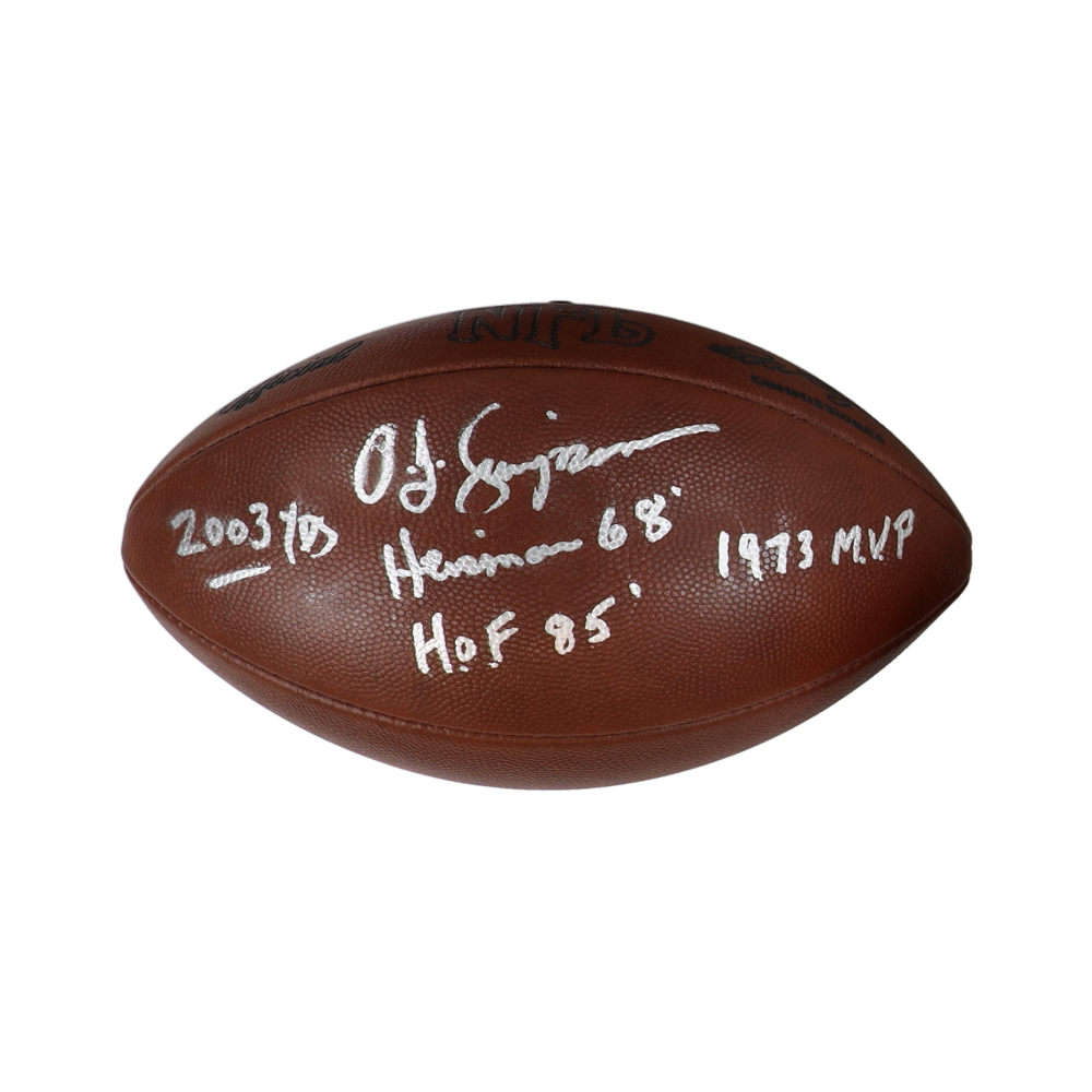 O.J. Simpson Signed NFL Football Inscribed "2003 YDS" & "H.O.F 85 ...
