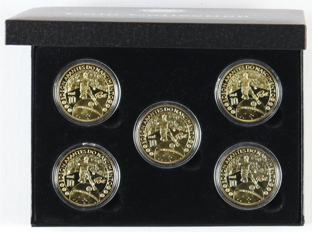 Pele (5) Gold Commemorative Coin Set | Pristine Auction