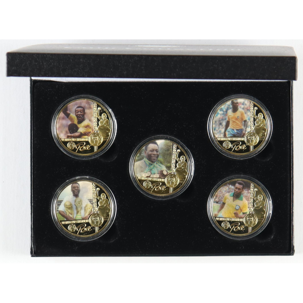 Pele (5) Gold Commemorative Coin Set | Pristine Auction