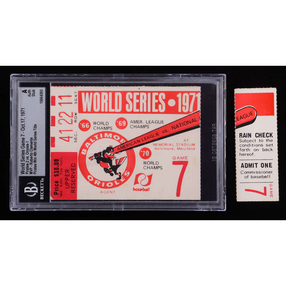 Pirates vs Orioles 1971 World Series Game 7 Ticket Stub (BGS ...