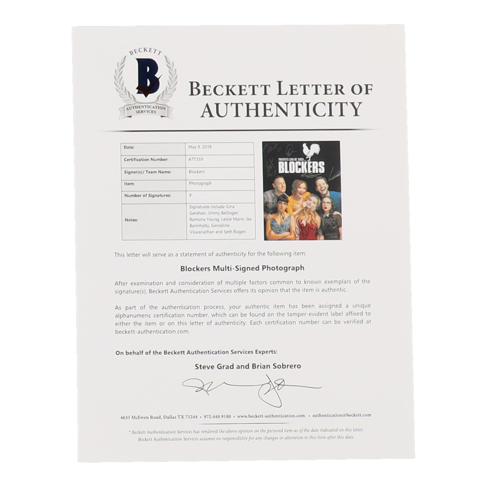 "Blockers" 11x14 Photo Cast-Signed by (9) with Gina Gershon, Ike ...