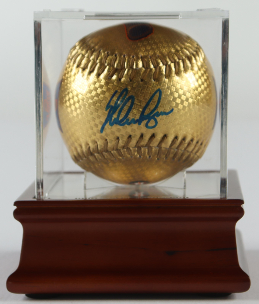 Nolan Ryan Signed 2022 Astros World Series Champions Logo Gold Baseball with Display Case (PSA ...
