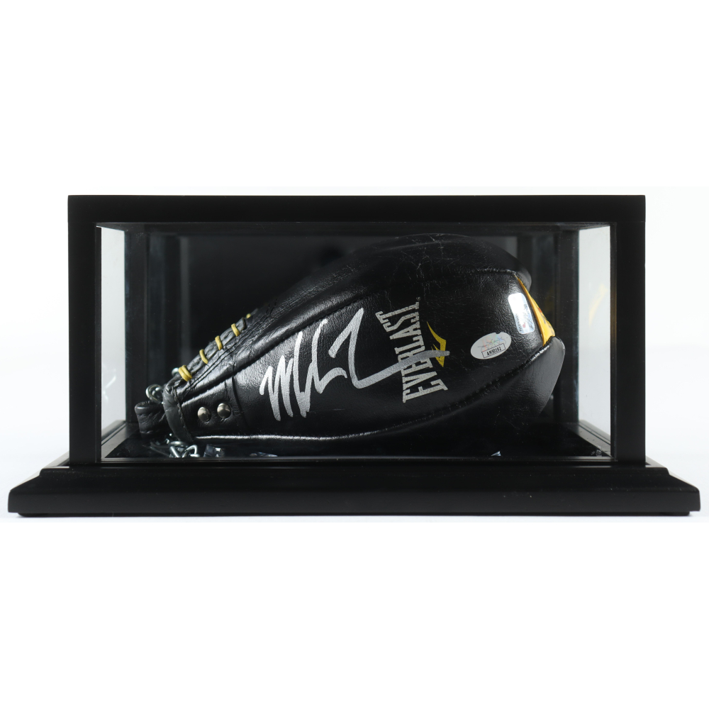 Mike Tyson Signed Everlast Speed Bag with Black Wood Glass Display Case ...