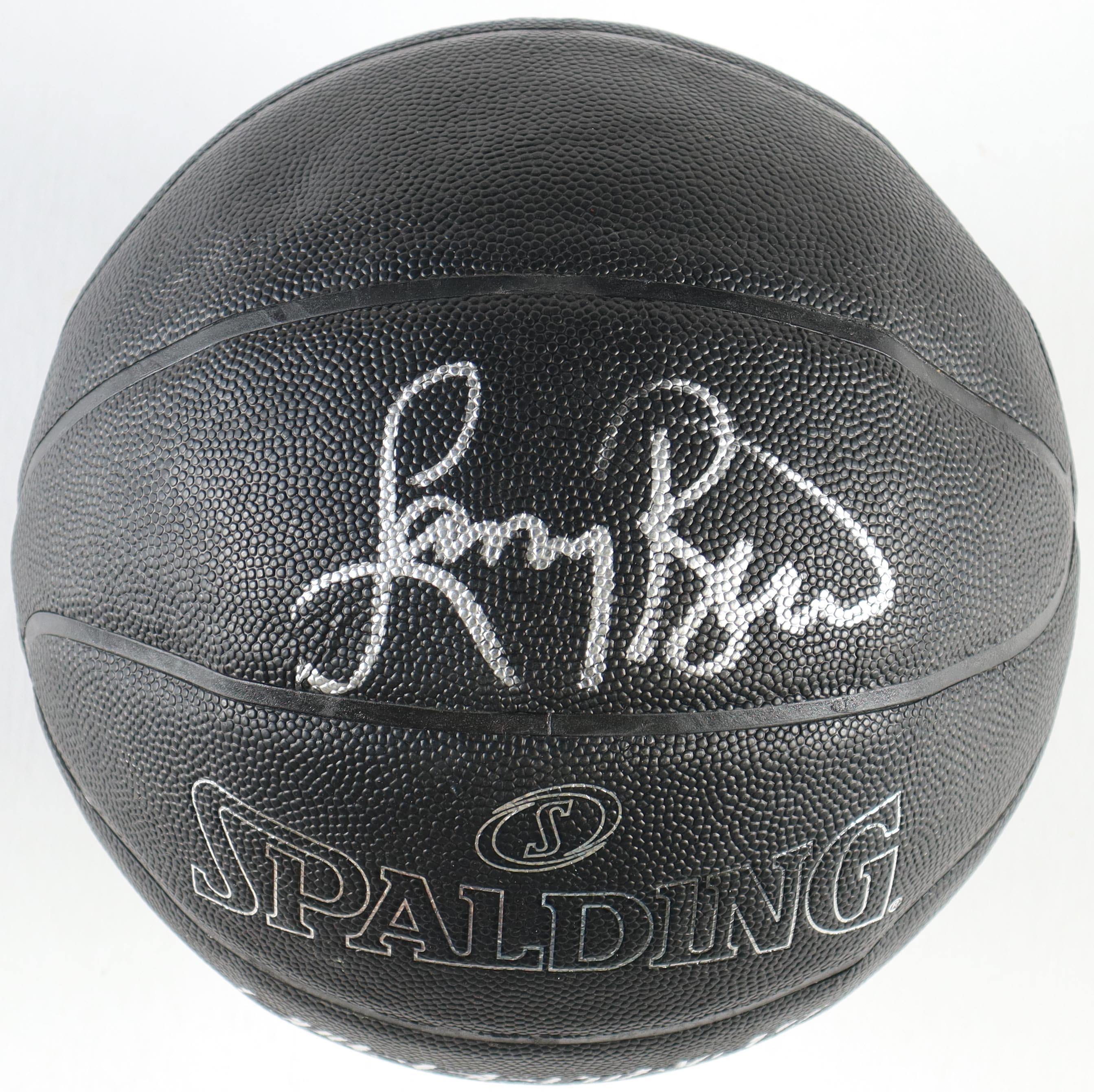 Larry Bird Signed Spalding Black Basketball with New Acrylic Basketball Display Stand with Name ...