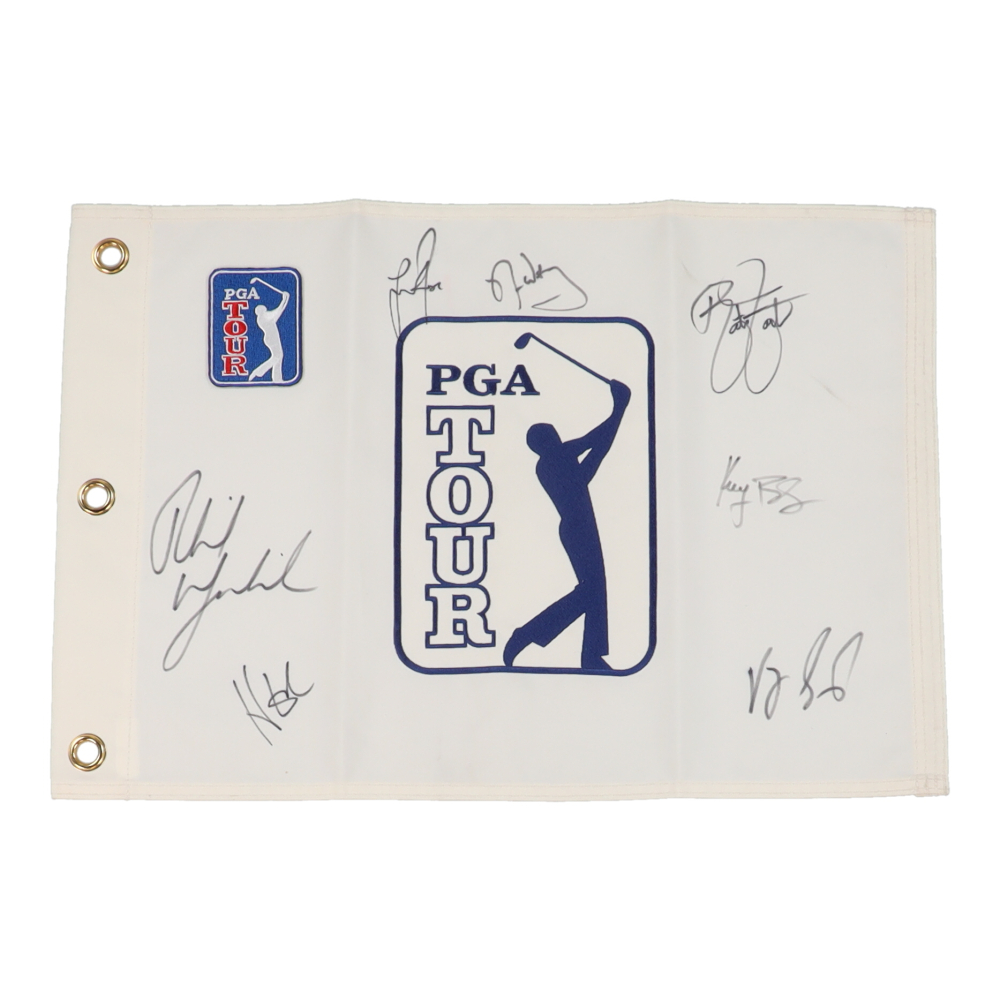 PGA Tour Pin Flag Signed by (7) with Phil Mickelson, Hunter Mahan ...