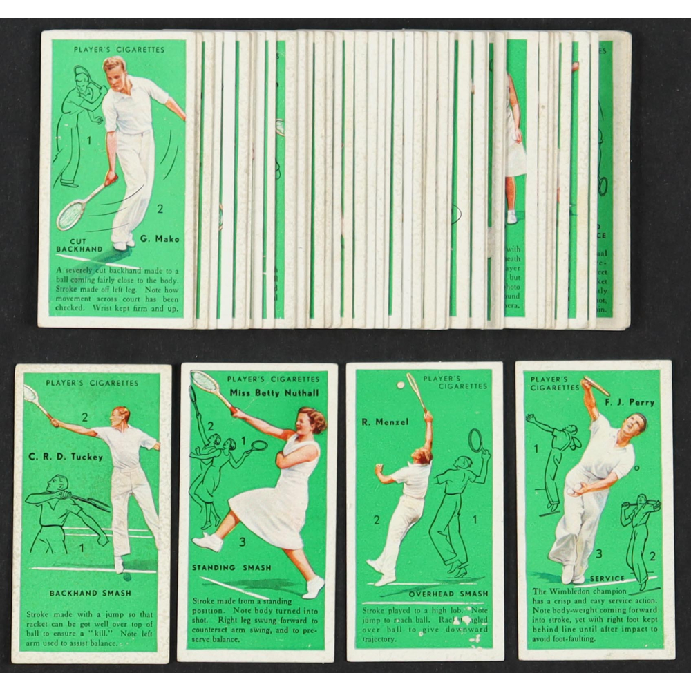 1936 Player's Tennis Complete Set of (50) Cigarette Cards with Backhand ...