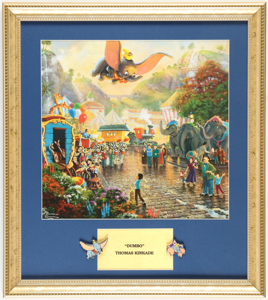 Thomas Kinkade "Dumbo" Custom Framed Print Display with (2) Character ...