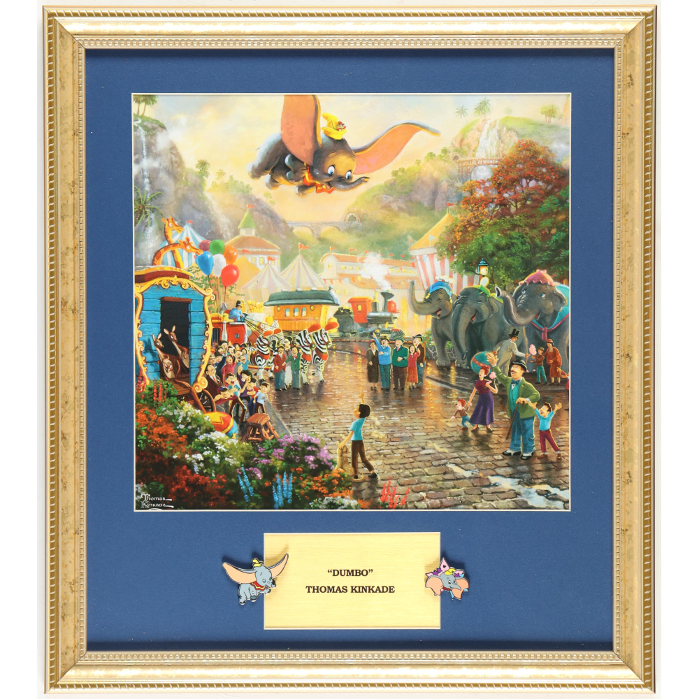 Thomas Kinkade "Dumbo" Custom Framed Print Display with (2) Character ...