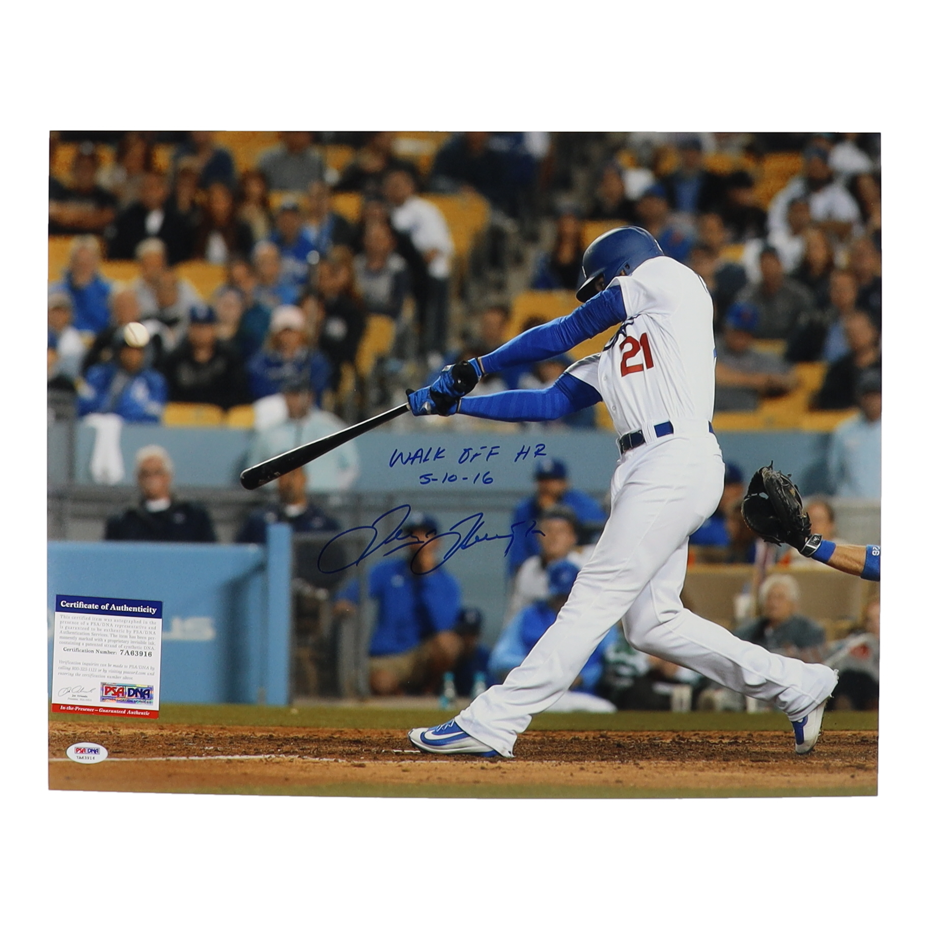 Trayce Thompson Signed Dodgers 16x20 Photo Inscribed "Walk off HR 5-10 ...