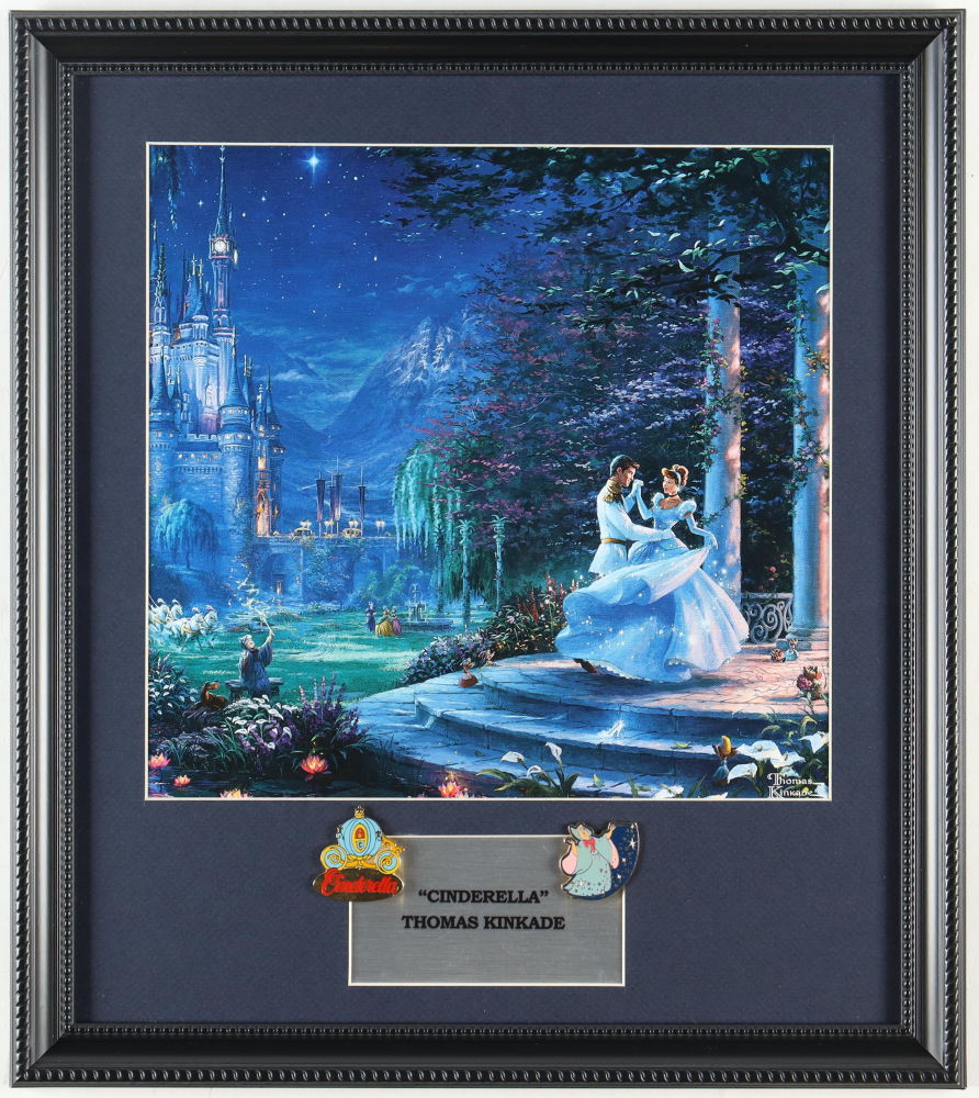 Thomas Kinkade "Cinderella" Custom Framed Print Display with 2 Disney ...