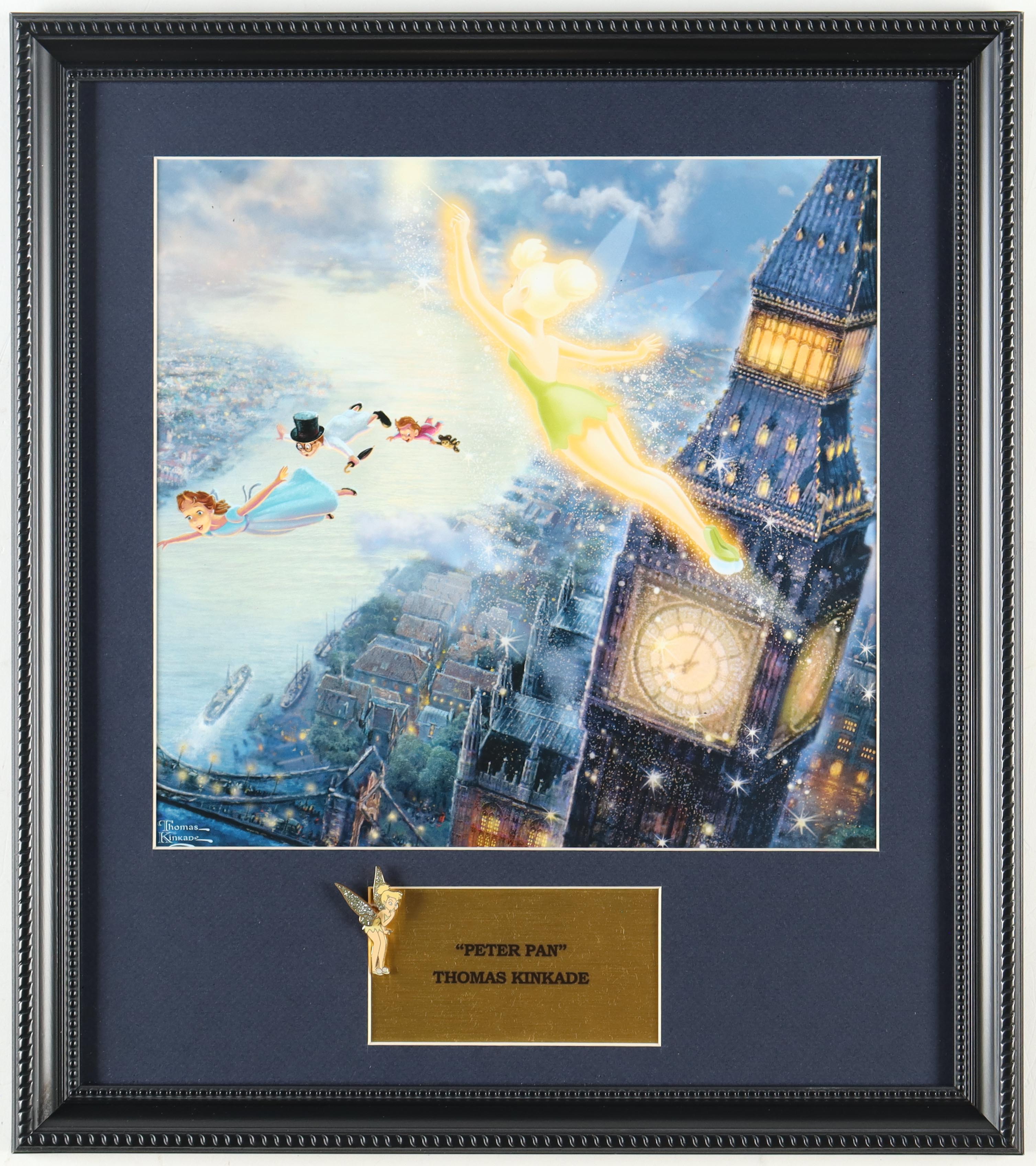 Thomas Kinkade "Peter Pan" Custom Framed Print Display with Tinker Bell ...
