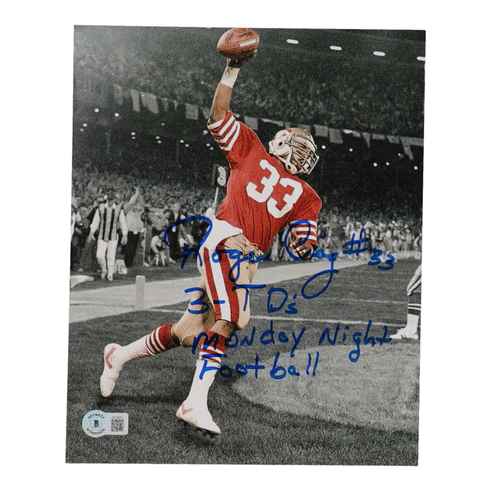 Roger Craig Signed 49ers 8x10 Photo Inscribed "3-TD's Monday Night ...