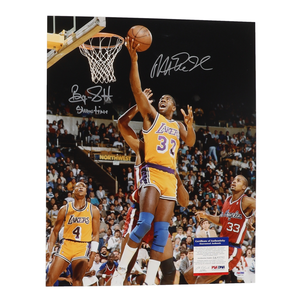 Magic Johnson & Byron Scott Signed Lakers 16x20 Photo Inscribed ...