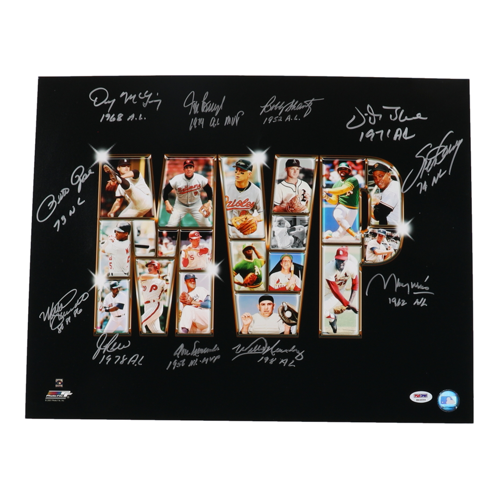 Baseball MVP's 16x20 Photo Signed By (11) with Denny McLain, Jeff ...
