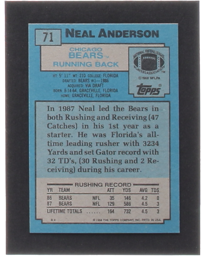 Neal Anderson 1988 Topps #71 RC | Pristine Auction