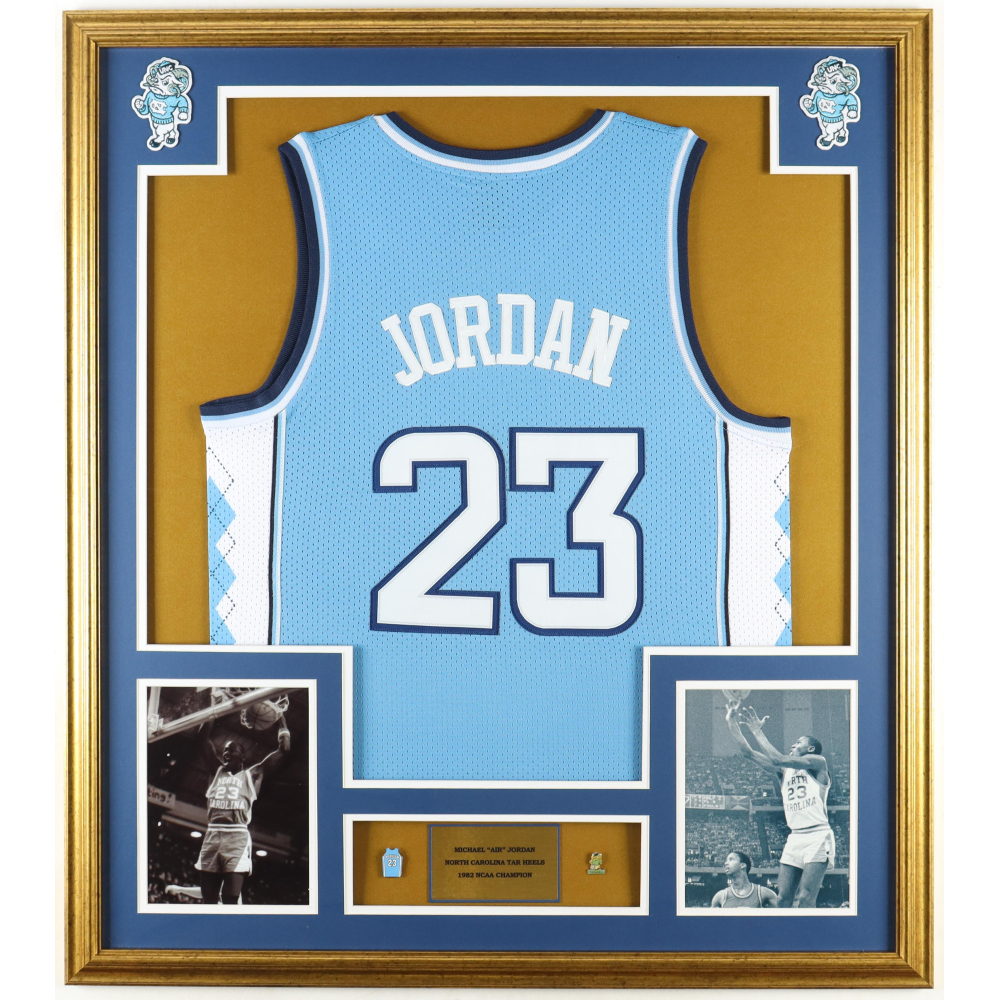 Michael Jordan Custom Framed Jersey Display With Jordan Jersey & Tarheels Pins (UDA) | Pristine ...