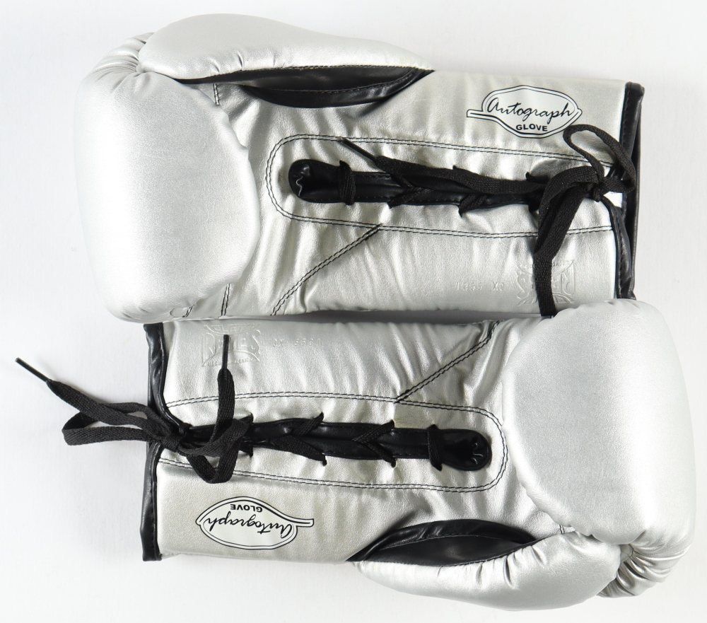 Julio Cesar Chavez Signed Cleto Reyes Metallic Silver Boxing Glove Set ...
