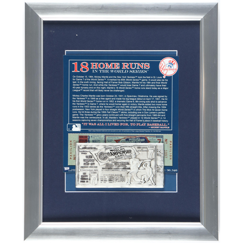 Mickey Mantle "18th World Series Home Run" Custom Framed Display with ...