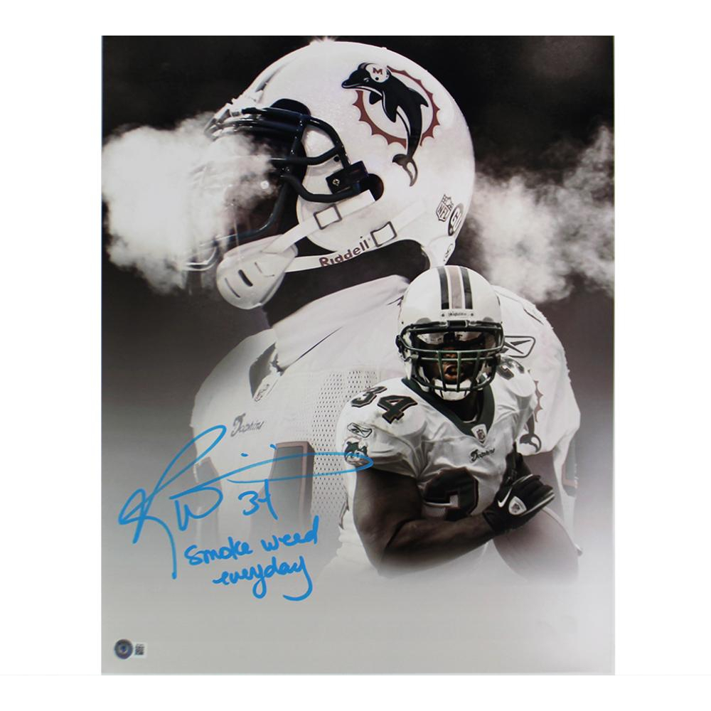 Ricky Williams Signed Dolphins 16x20 Photo Inscribed "Smoke Weed ...